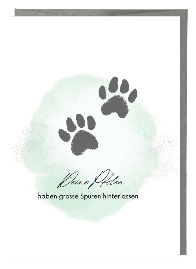 MemoryCard Tier-Trauerkarte «B6» Noble-Karte - Pfotenpaar mit Spruch «Deine Pfoten haben grosse ...